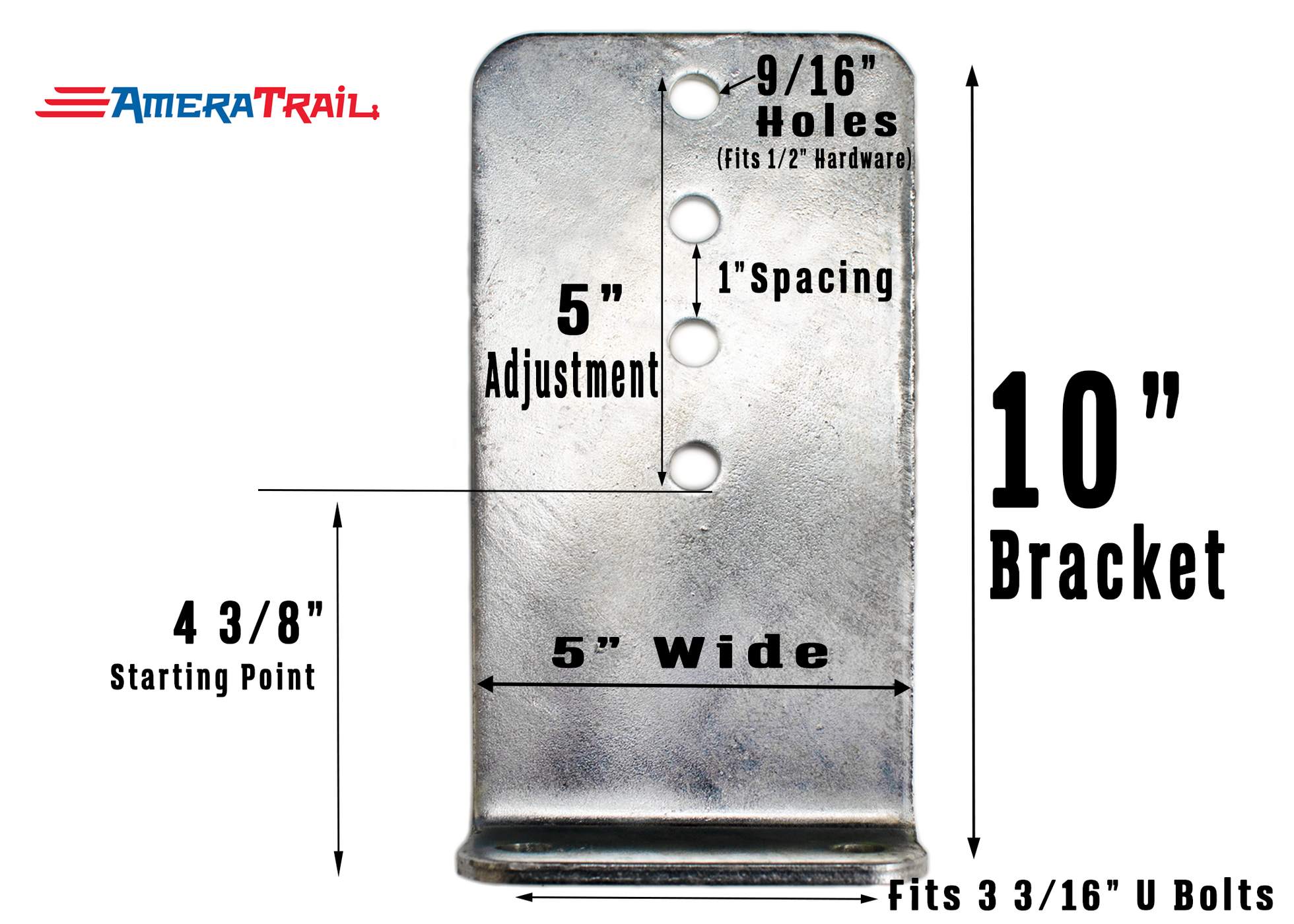 10" Vertical Bunk Bracket for Big Wood Bunks - 10" H x 5" Wide - Galva ...